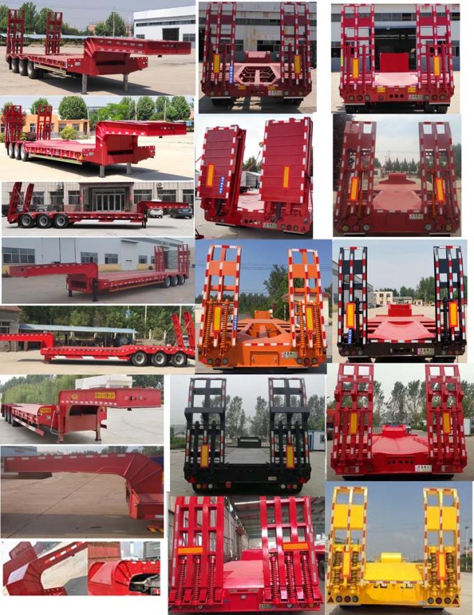 Low Bed 4 Axle Heavy Duty Lowboy Truck Trailer / Container Diesel Semi ...