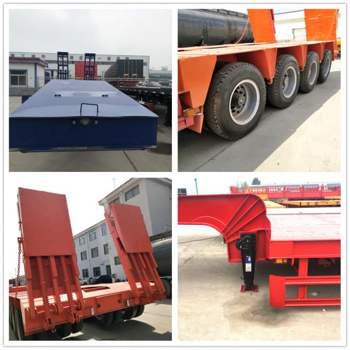 Tri - Axle Heavy Duty Lowboy Semi Truck Trailer With 13 Tons Fuwa / BPW ...
