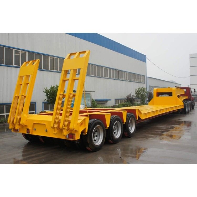 Low Bed 4 Axle Heavy Duty Lowboy Truck Trailer / Container Diesel Semi ...