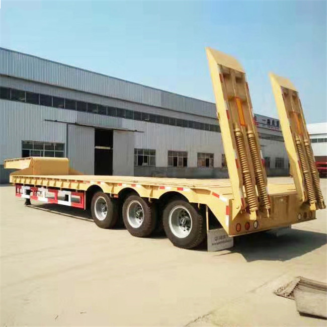 Steel Material 60T -70T Heavy Duty Semi Trailers Low Bed 3 Axles 12R22 ...